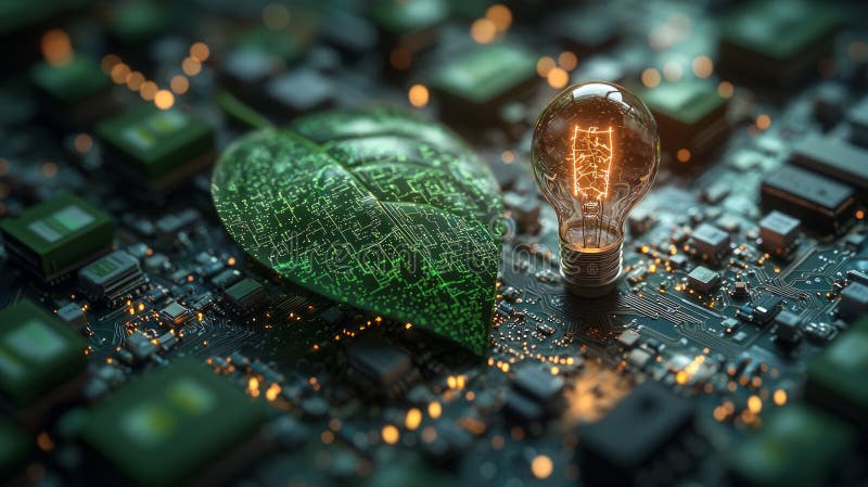 Modern Logo Concept Merges Green Leaf and Light Bulb Icon Showcasing Commitment Eco Friendly ...