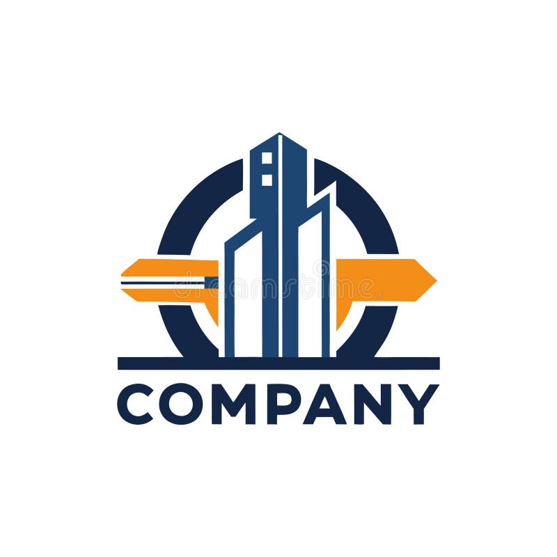 Modern Logo Design with Buildings within a Circular Shape Stock ...