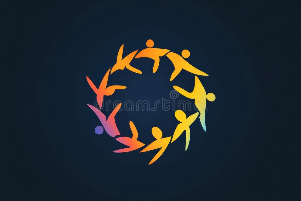 Modern Logo Design Featuring Human Figures Forming a Circle of Unity ...