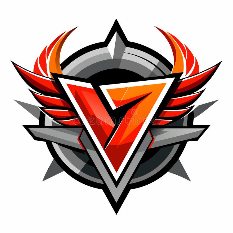A Modern Logo Design Featuring a Red and Gray Triangle with Wings ...