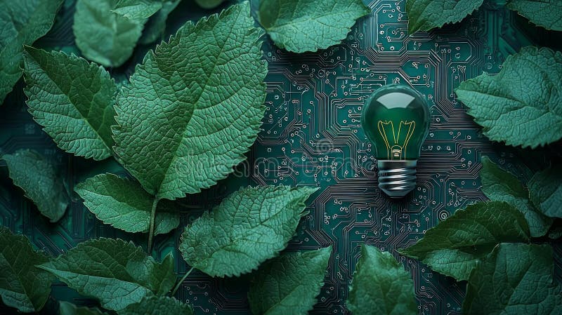 Modern Logo Design Showcases Tech Icon Integrated Green Elements ...