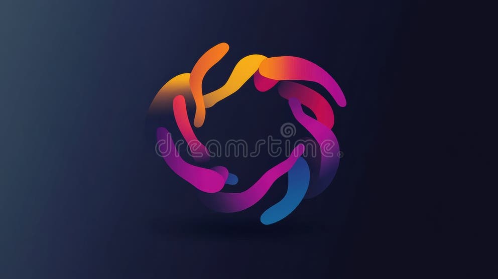 Modern Logo of Human Figures Creating a Circular Unity Symbol with a Sleek Gradient Background ...