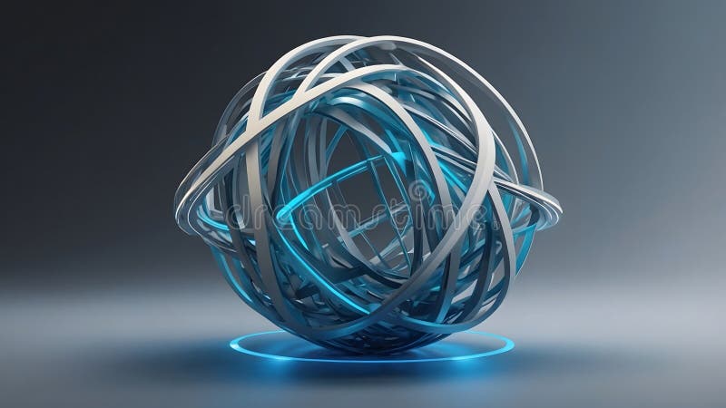 Modern Logo with Intersecting Rings and Glowing Data Strands in White ...