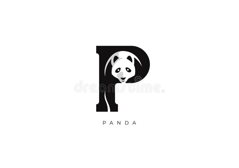 PANDA P MONOGRAM, VECTOR LOGO, WHITE BACKGROUND Stock Vector ...