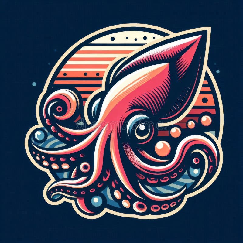 Modern Logo Squid Vector Vibrant Color Stock Illustration ...