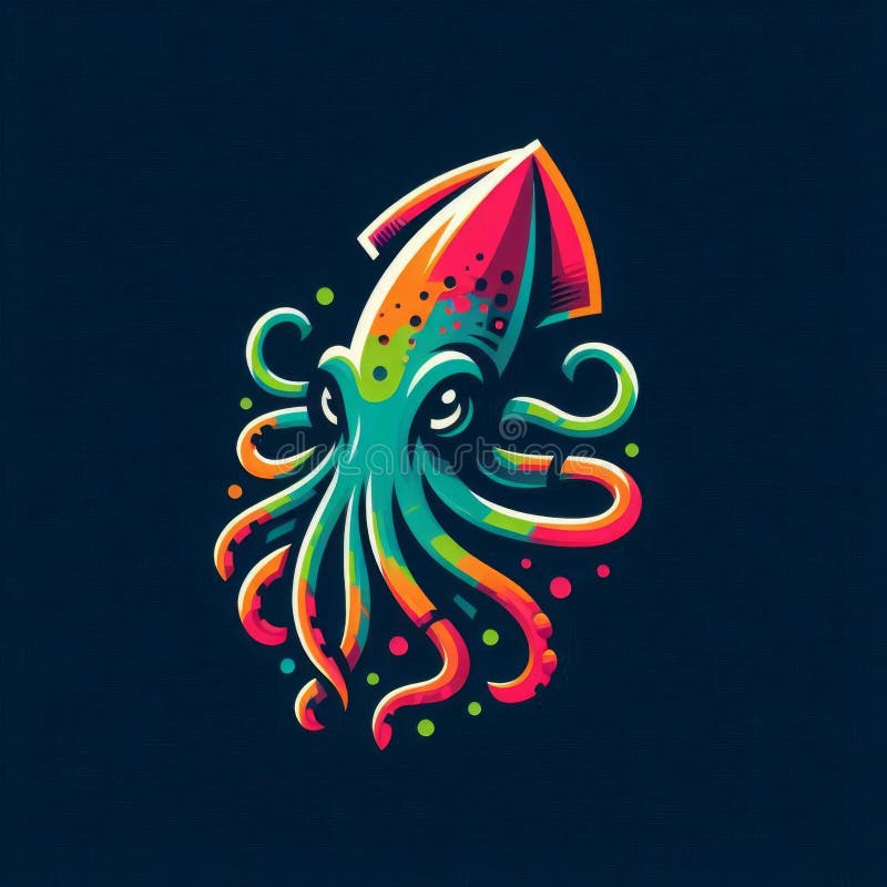 Modern Logo Squid Vector Vibrant Color Stock Illustration ...