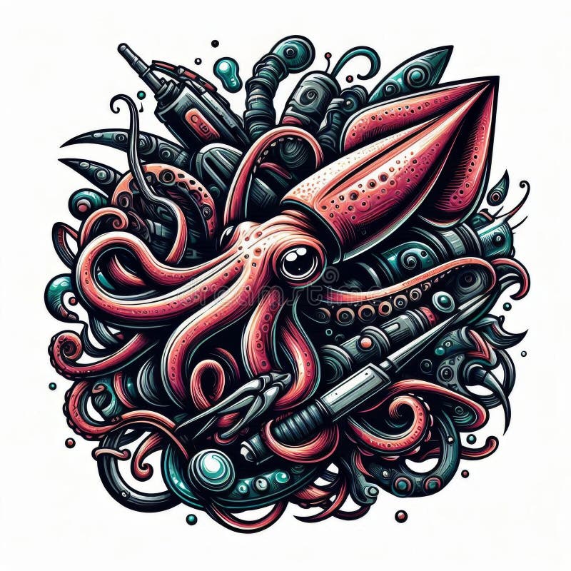 Modern Logo Squid Vector Vibrant Color Stock Illustration ...