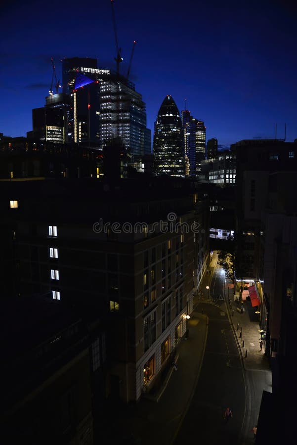 Modern London Cityscape at Night Editorial Stock Image - Image of ...