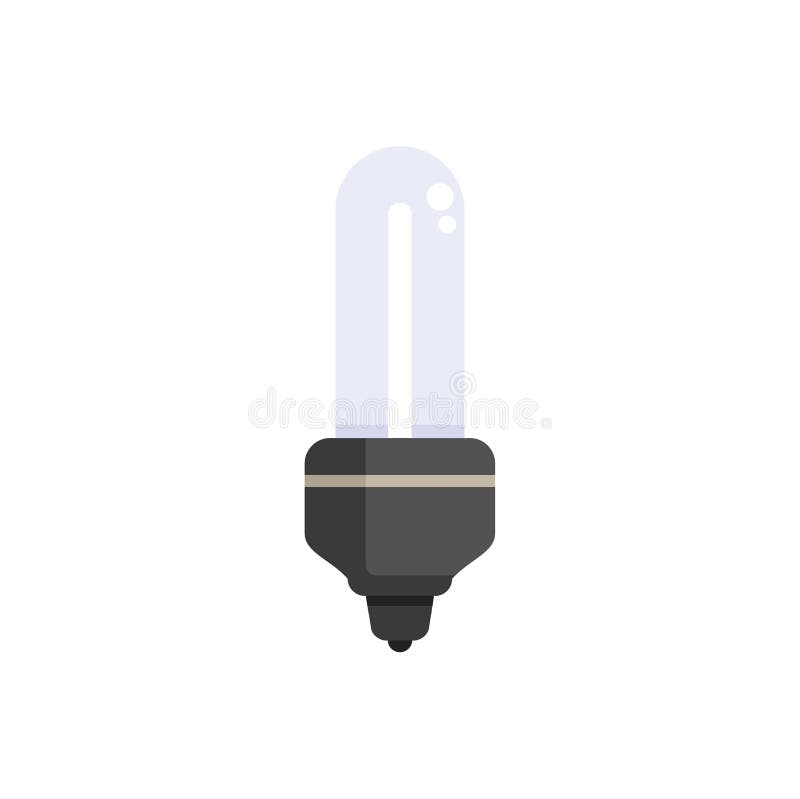 Modern Long Life Fluorescent Light Bulb Shining Icon Stock Illustration ...