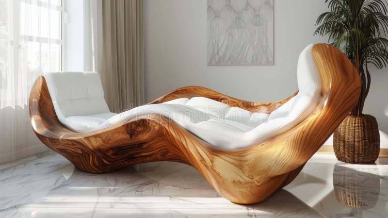 A Modern Looking Couch with a Curved Back and Arm Rests, AI Stock Image ...