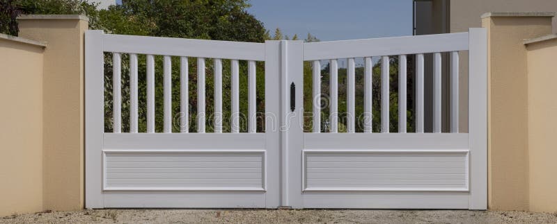 Modern-looking White Aluminium Gate Stock Photo - Image of protection ...
