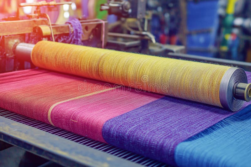 Modern Loom Showcases Efficient Textile Production with Finished Fabric ...
