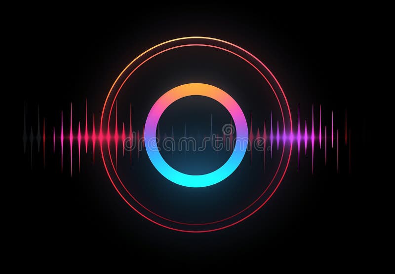 Modern Loudspeaker with Sound Wave on Black Background Stock ...