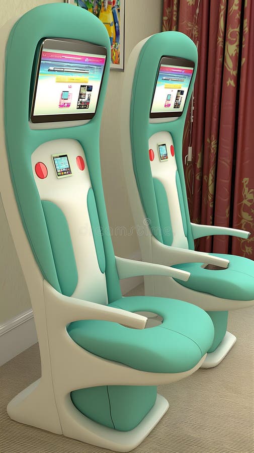 Modern Lounge Chairs with Interactive Screens Stock Illustration ...