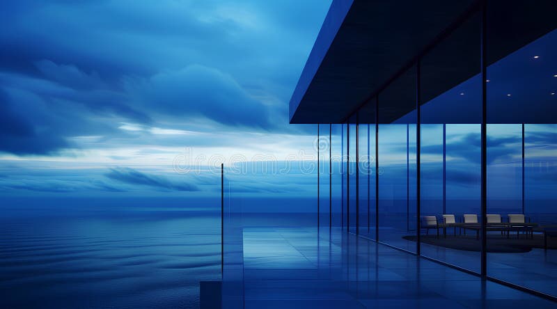 A Modern Lounge with Floor-to-ceiling Windows, Overlooking a Serene ...