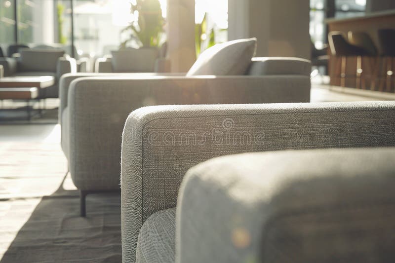Modern Lounge Seating in Sunlit High Definition Interior Stock Photo ...