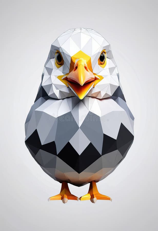 A Modern Low-poly Digital Illustration of a Bird Chick Stock Illustration - Illustration of ...