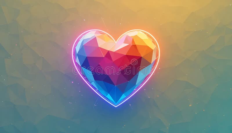 A Modern Low-poly Heart with Neon Gradients Stock Illustration ...