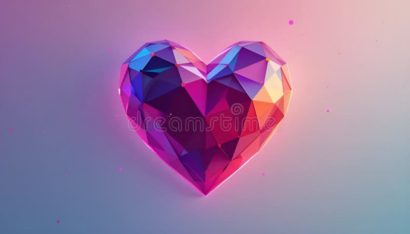 A Modern Low-poly Heart with Neon Gradients Stock Illustration ...
