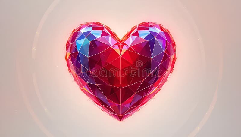 A Modern Low-poly Heart with Neon Gradients Stock Illustration ...