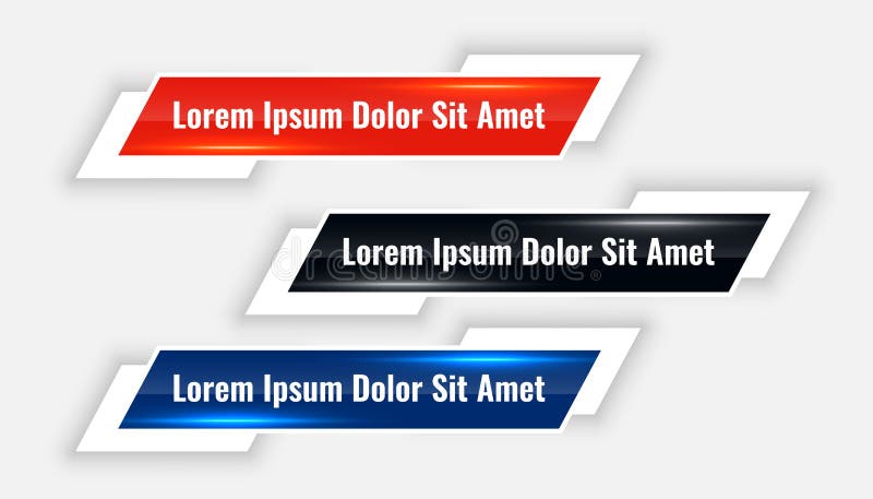 Modern Lower Thirds Banner Set in Three Colors Stock Vector ...
