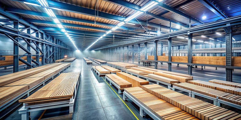 Modern Lumber Processing Facility Efficient Warehouse Operations and ...