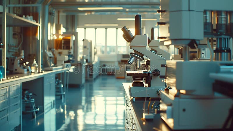 Modern and Luminous Laboratory, Where we Can Observe a Microscope at ...