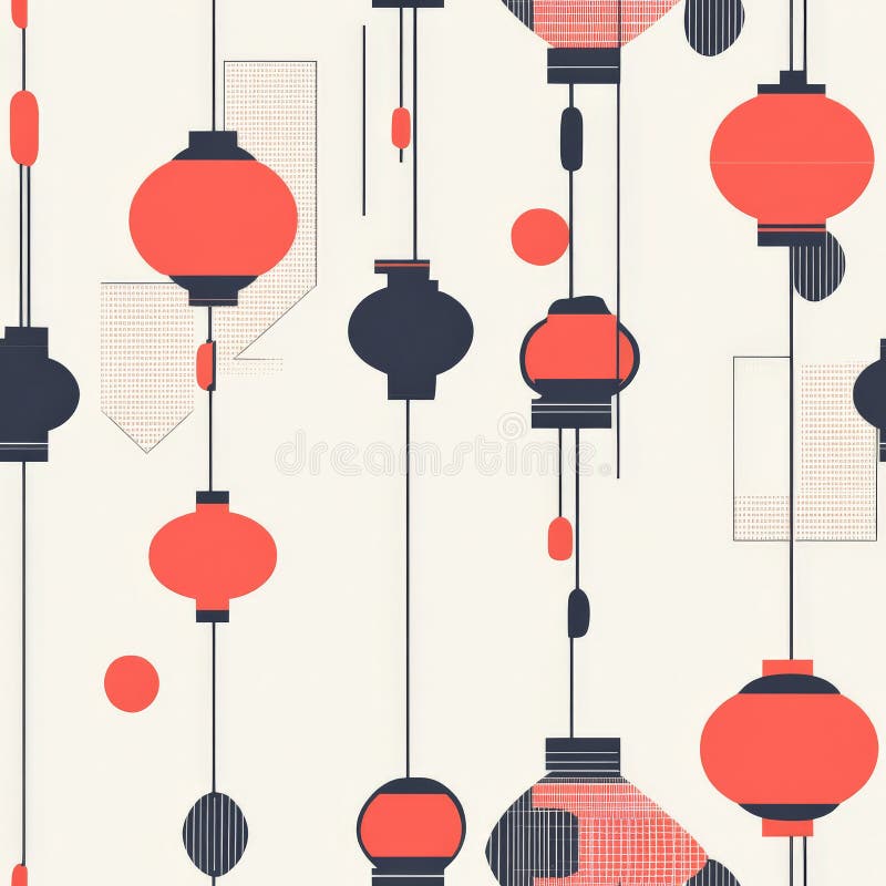A Modern Lunar New Year Lantern Pattern with Geometric Designs and a ...
