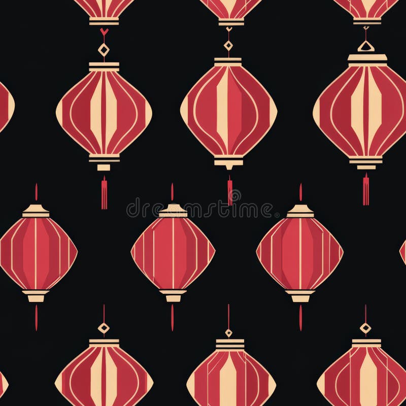 A Modern Lunar New Year Lantern Pattern with Geometric Designs and a ...