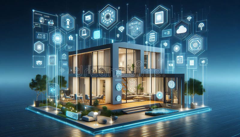 Smart Home with Integrated Technology System Stock Illustration ...