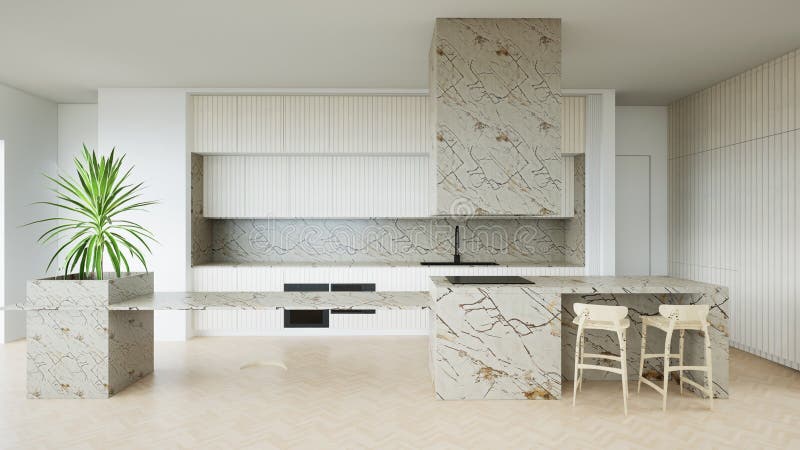 Modern Luxurious Kitchen Interior Design, 3d Render Animation Stock ...
