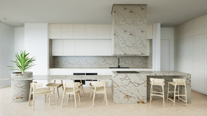Modern Luxurious Kitchen Interior Design, 3d Render Animation Stock ...