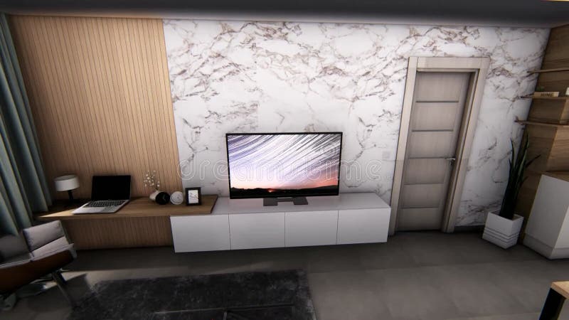 Modern Luxurious Kitchen Room and Dinning 3d Visualization with Sofa ...