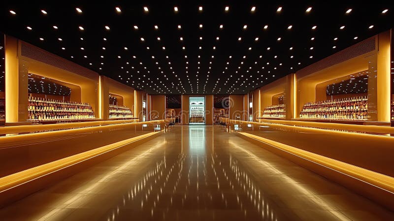 Modern, Luxurious Liquor Store with Gold Accents Stock Illustration ...