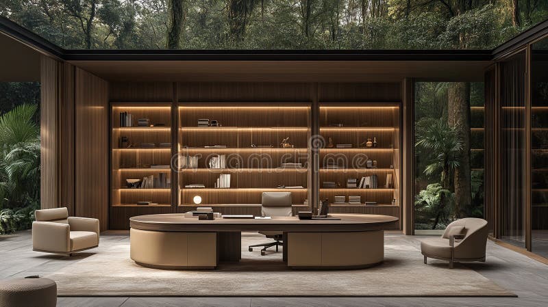 Modern, Luxurious, Open-plan Office in a Tropical Setting with a Wooden ...