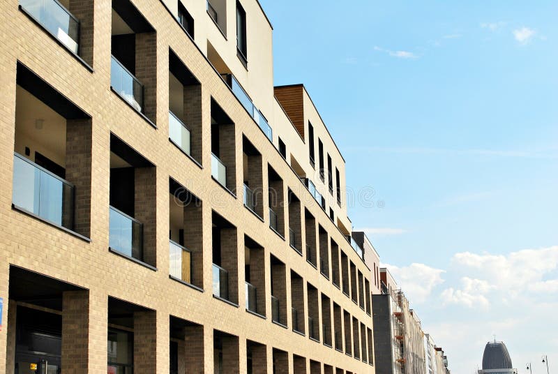 Modern, Luxury Apartment Building Stock Image - Image of balcony ...