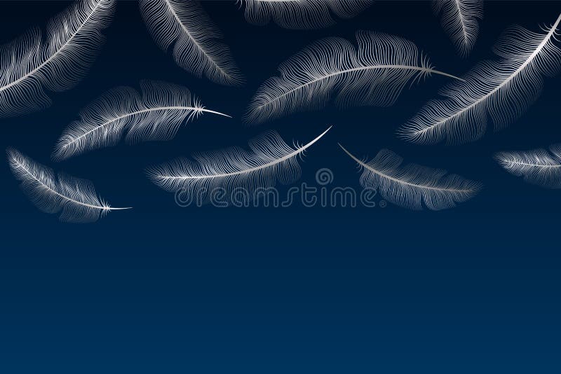 Blue Background with Silver Feathers Stock Vector - Illustration of ...