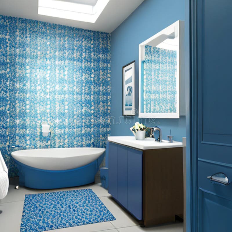 Modern Luxury Bathroom, Home Architecture, Interior Design in Blue ...