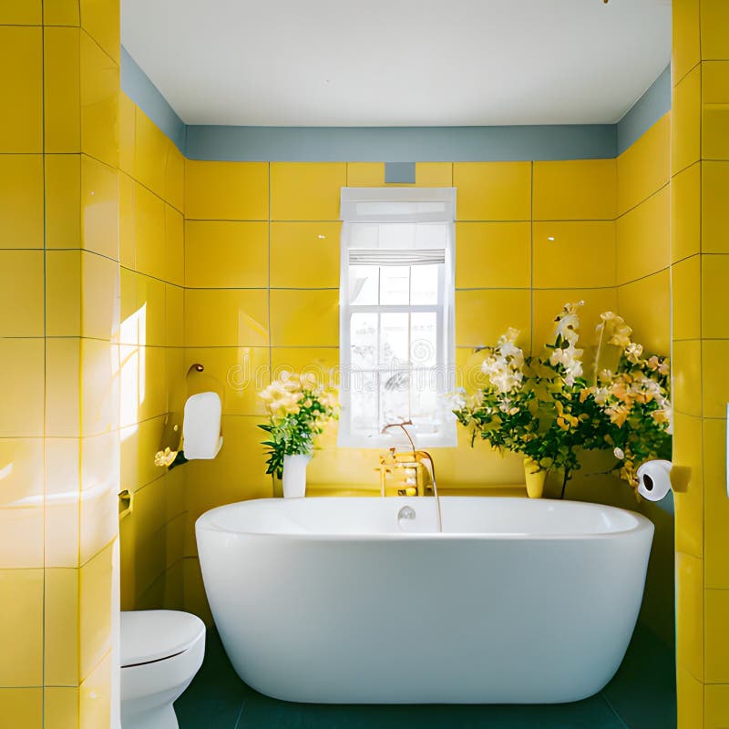 Modern Luxury Bathroom, Home Architecture, Interior Design in Yellow ...