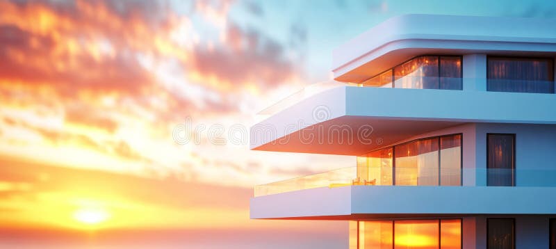 Modern, Luxury Beach House with Infinity Pool at Sunset with a ...