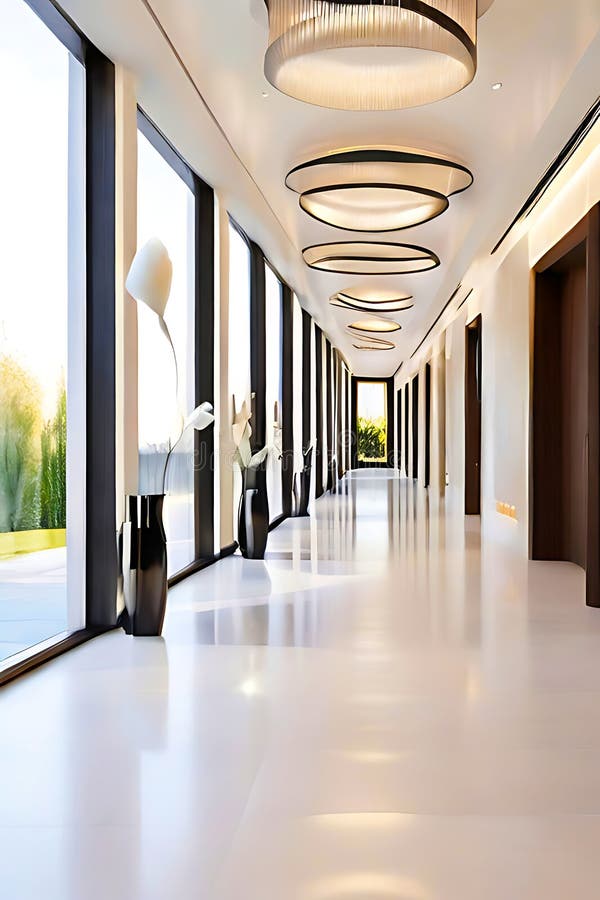 Modern Luxury Beautiful Big Bright Hallway. Generative AI Stock ...
