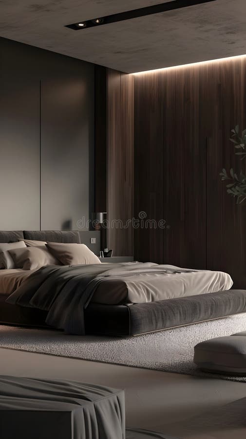 Modern Luxury Bedroom Design with Sleek Aesthetic Stock Illustration ...