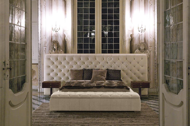 Modern Luxury Bedroom Interior in Minimal Scandinavian Style. Stock ...