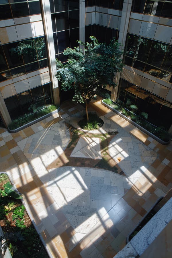 Modern Luxury Building Courtyard Featuring Triangle Architectural ...