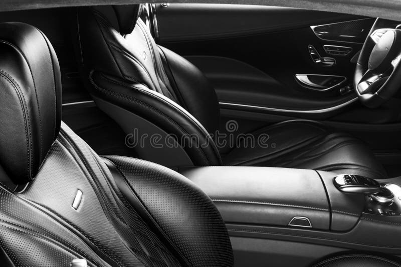 Modern Luxury Car Inside. Interior of Prestige Modern Car. Comfortable ...