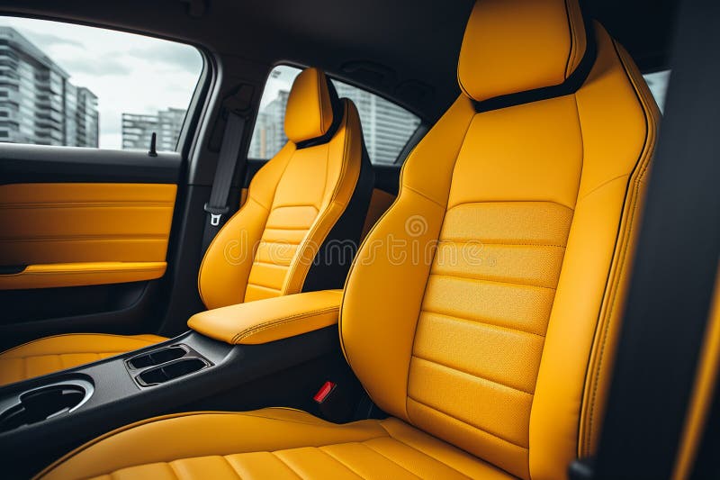 Modern Luxury Car Interior. Leather Seats. Car Detailing Stock ...