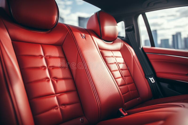 Modern Luxury Car Interior. Red Leather Seats Stock Illustration ...