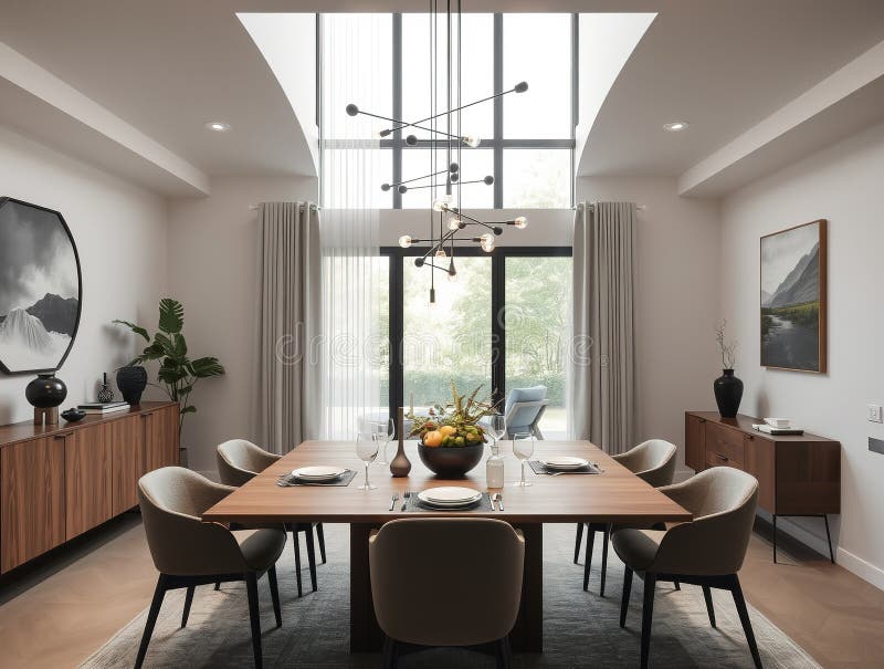 Modern Luxury Dining Room Interior. Stock Illustration - Illustration ...