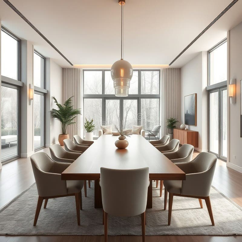 Modern Luxury Dining Room Interior. Stock Illustration - Illustration ...