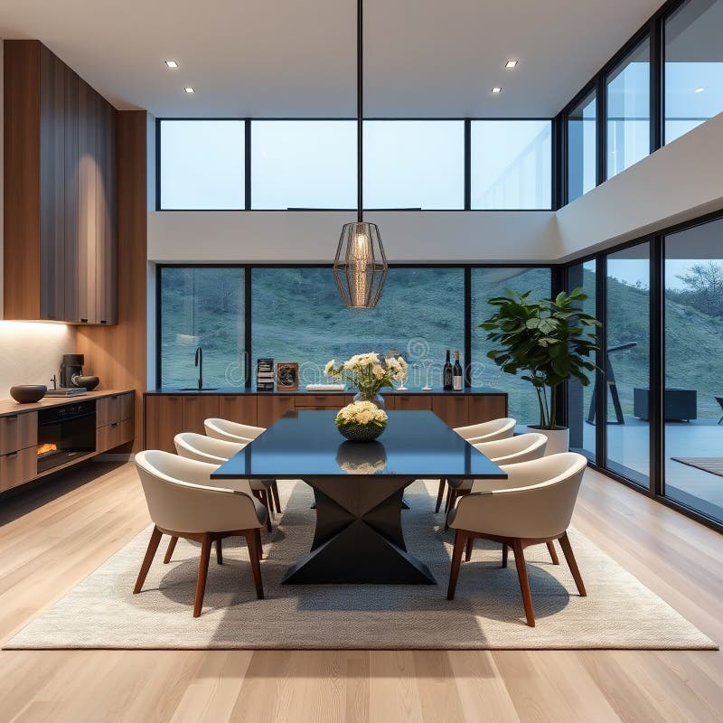 Modern Luxury Dining Room Interior. Stock Illustration - Illustration ...